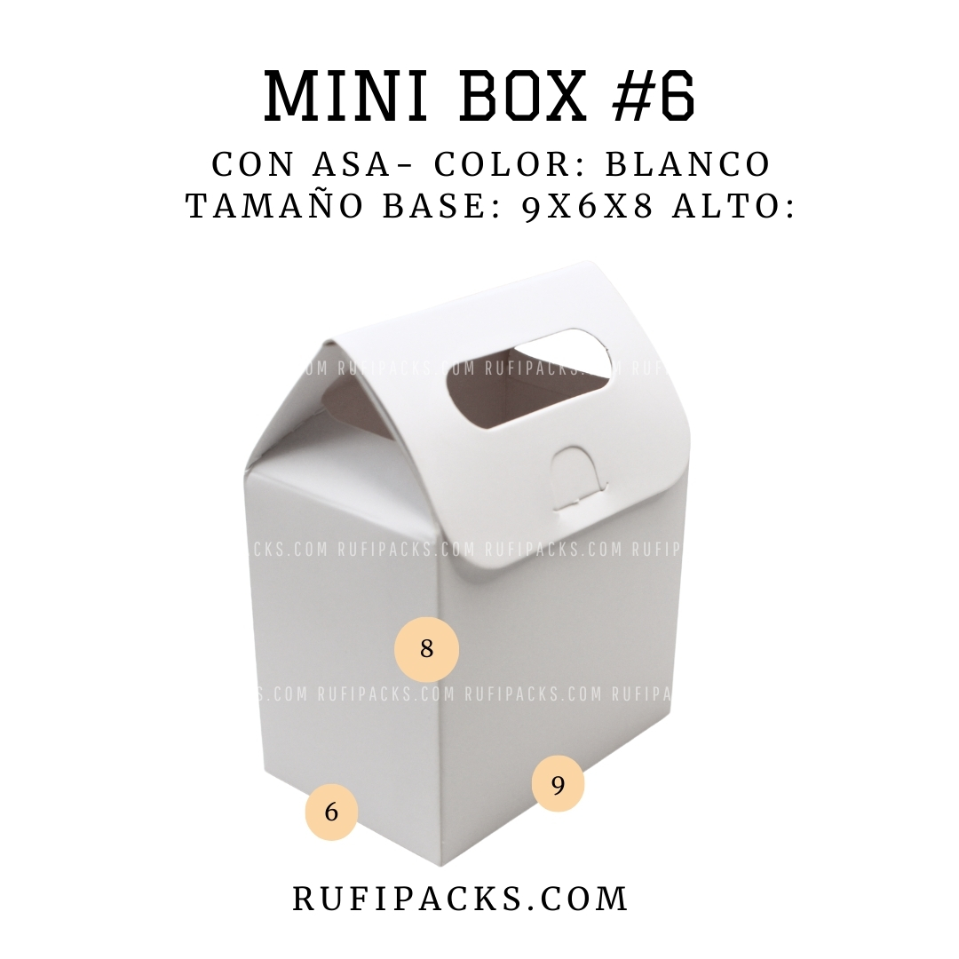 MINI BOX #06 C/ASA 9X6X8 CMS. KRAFT/BLANCO - Rufipacks.com