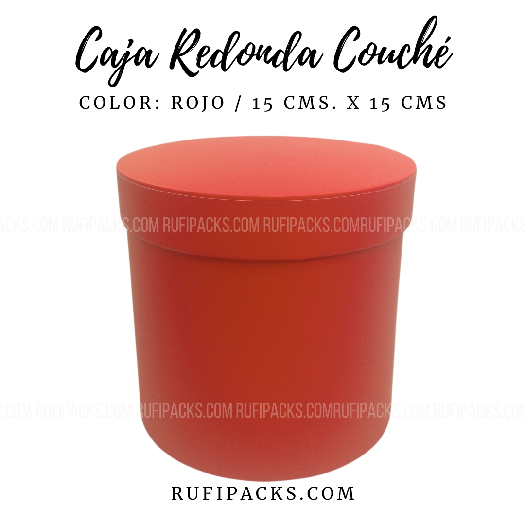 CAJA FORRADA REDONDA 15 CMS DIAM. MATERIAL COUCHÉ – COLOR ROJO ...